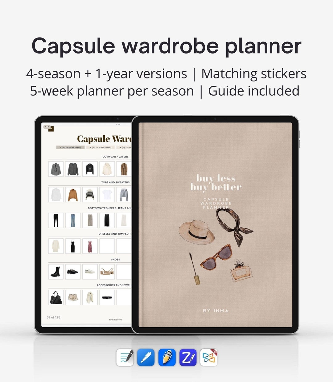 Capsule Wardrobe Planner for Ipad, Digital Outfit Planner for Goodnotes ...