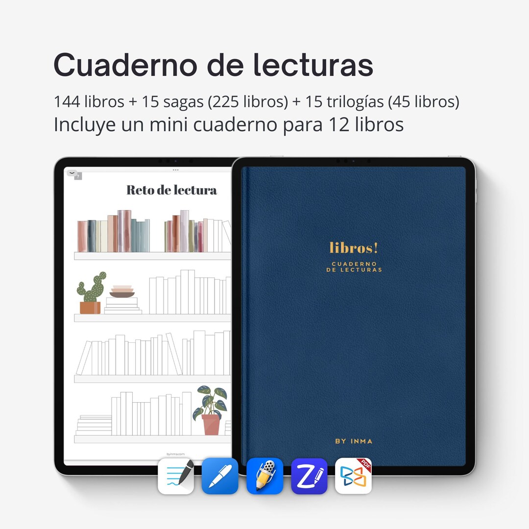 SPANISH Digital Reading Journal Goodnotes, Digital Book Tracker, Book ...