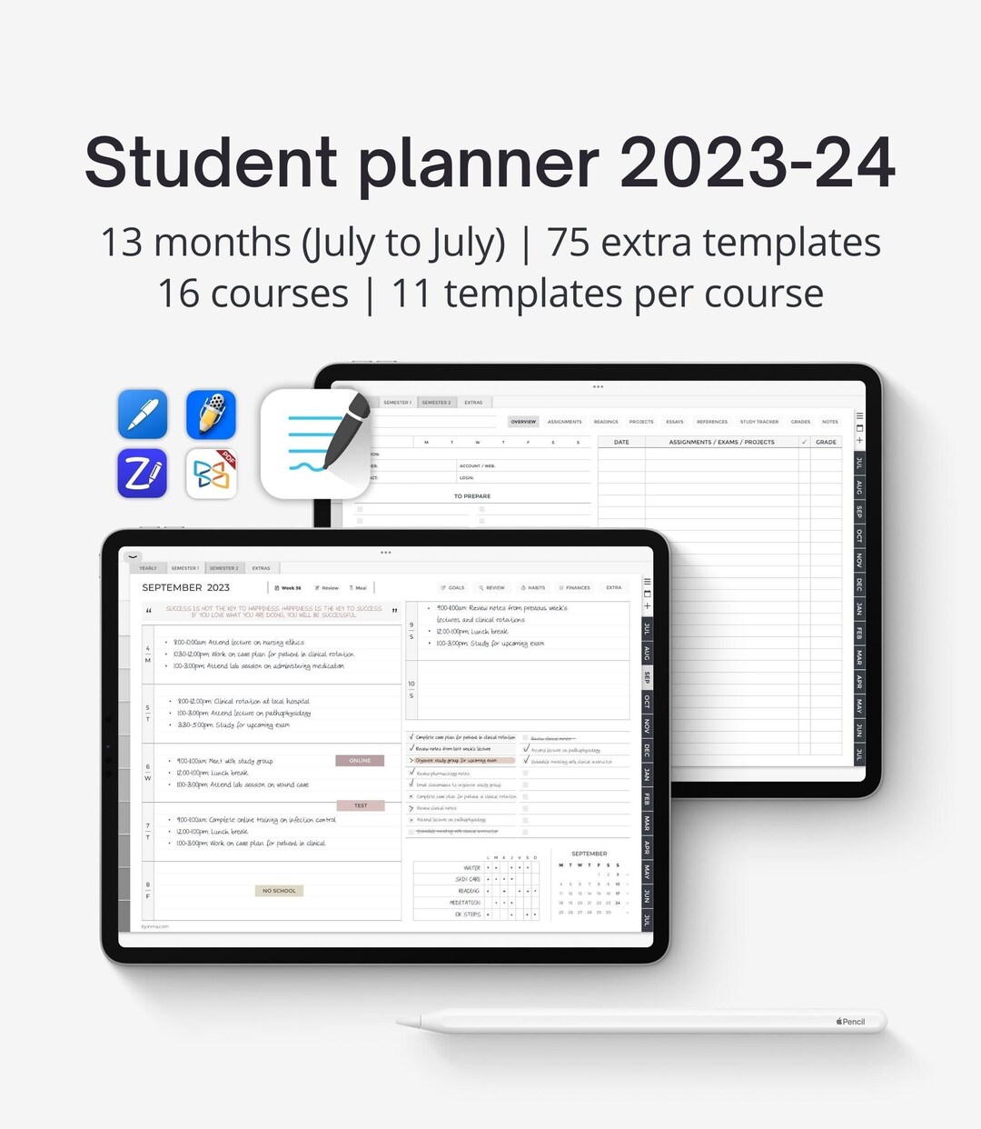 Student Digital Planner 2023 2024 Goodnotes Student Planner - Etsy