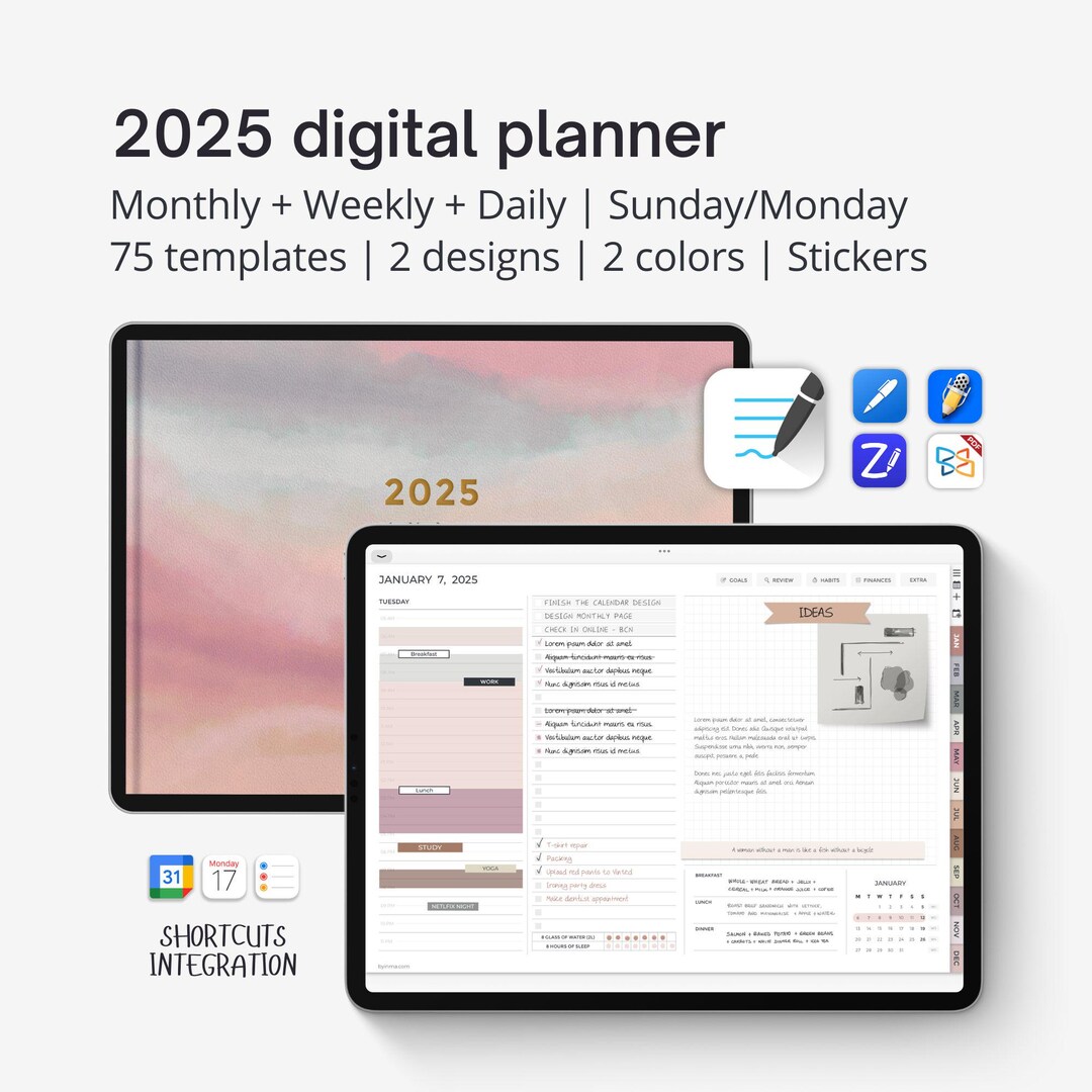 Digital Planner 2025 for Ipad, Goodnotes Planner Daily, Aesthetic ...