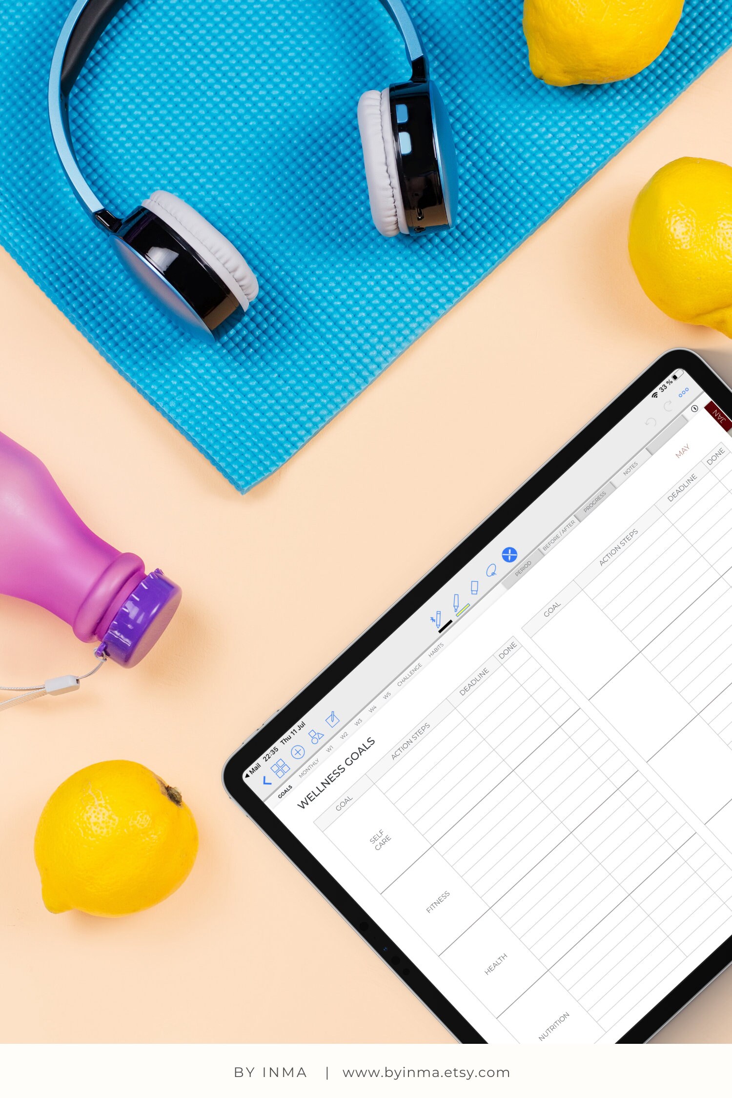 Digital Fitness Planner Goodnotes Wellness Planner Undated | Etsy