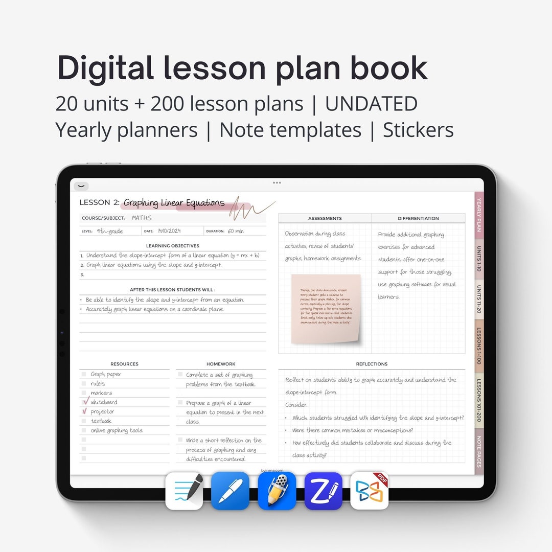 Digital Lesson Plan Book, Daily Lesson Planner UNDATED, Digital Unit ...