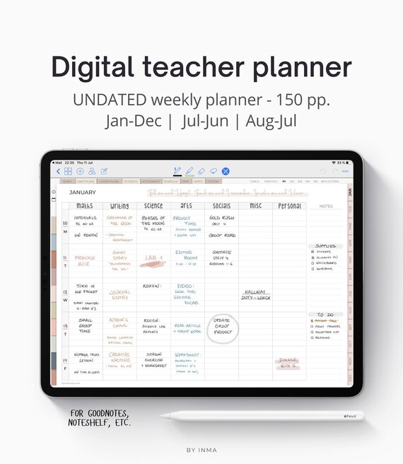 Teacher Planner Goodnotes Undated Digital Lesson Planner for - Etsy
