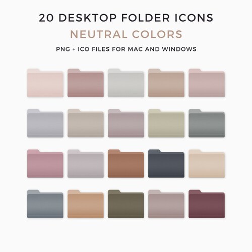 Boho Neutral Desktop Folder Icons Mac OS Windows Aesthetic - Etsy