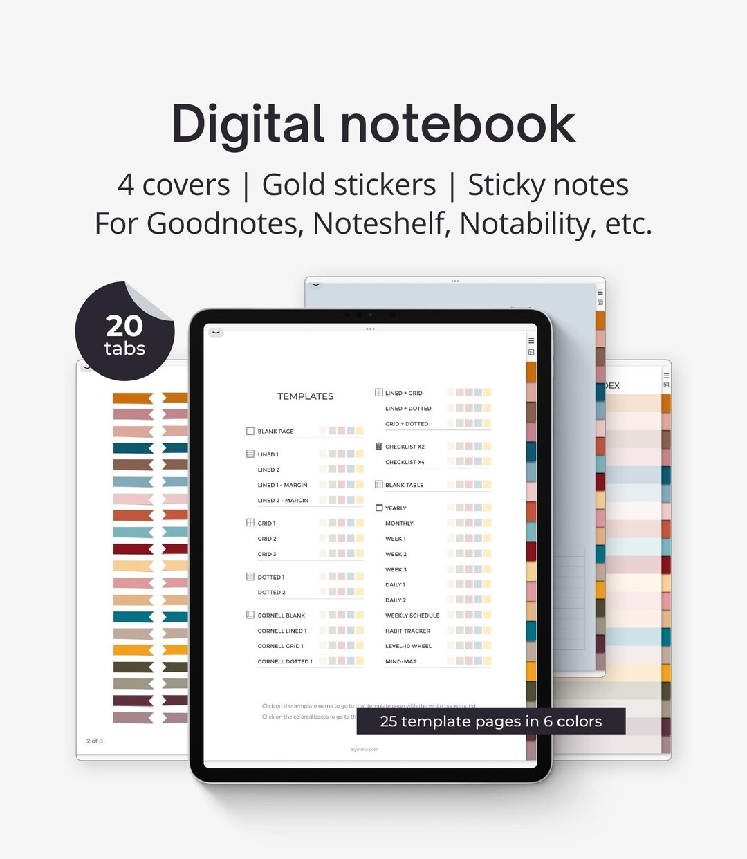 Digital Notebook Goodnotes iPad Notability Journal With Tabs. - Etsy