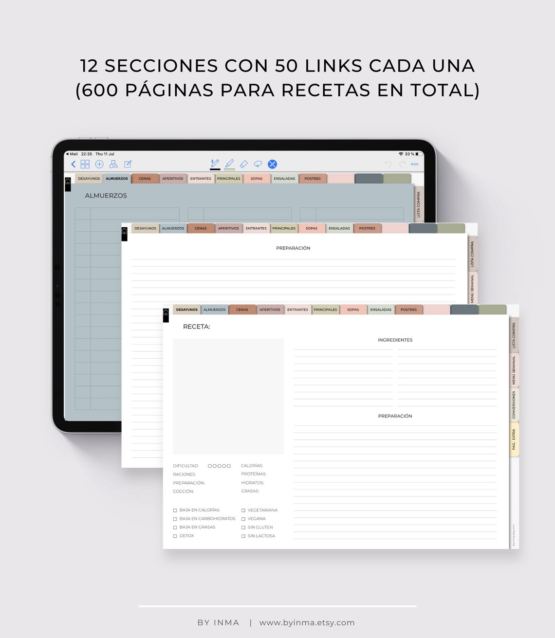 Digital recipe book Goodnotes SPANISH Digital stickers for | Etsy