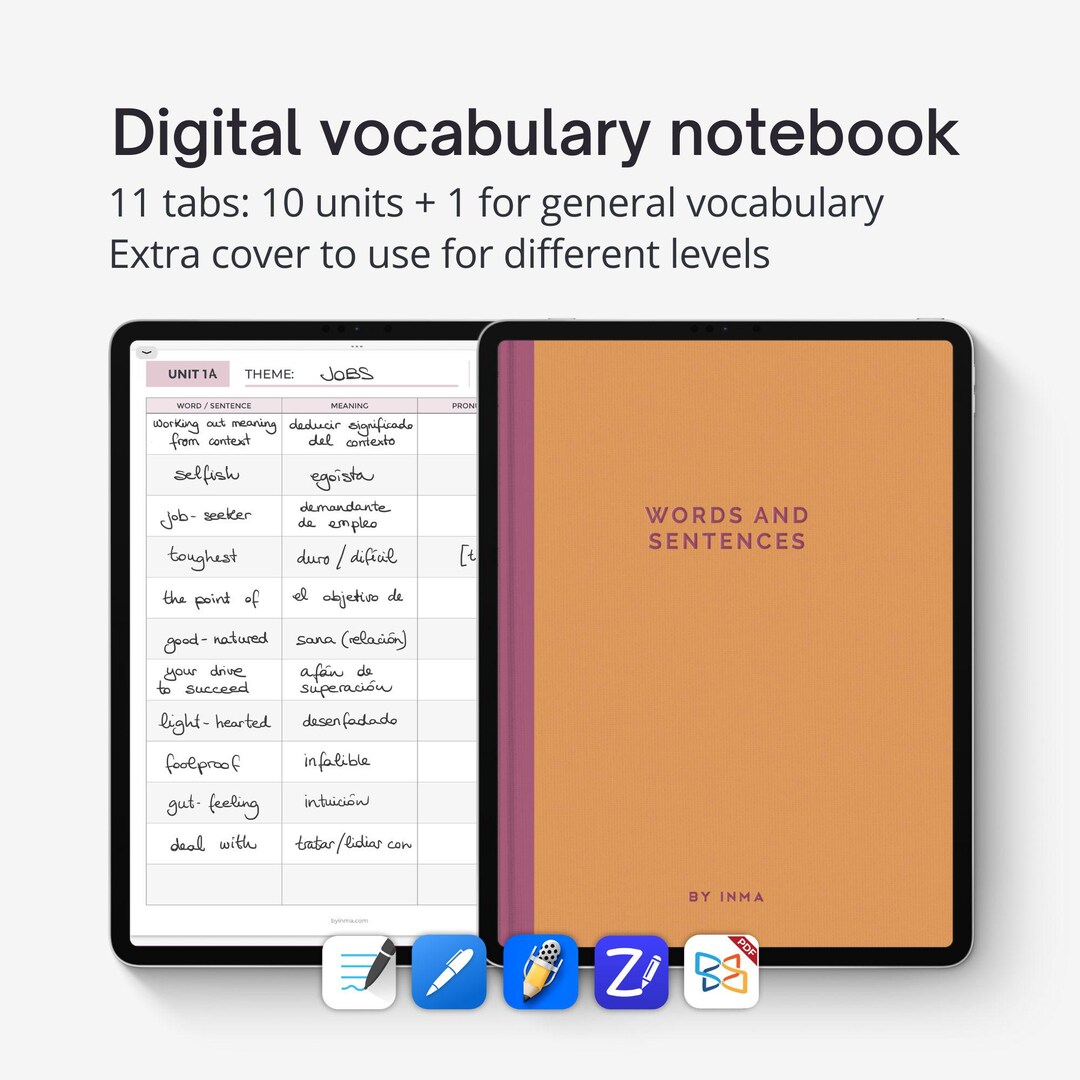 Digital Vocabulary Notebook, Learning Language Journal, Vocabulary ...