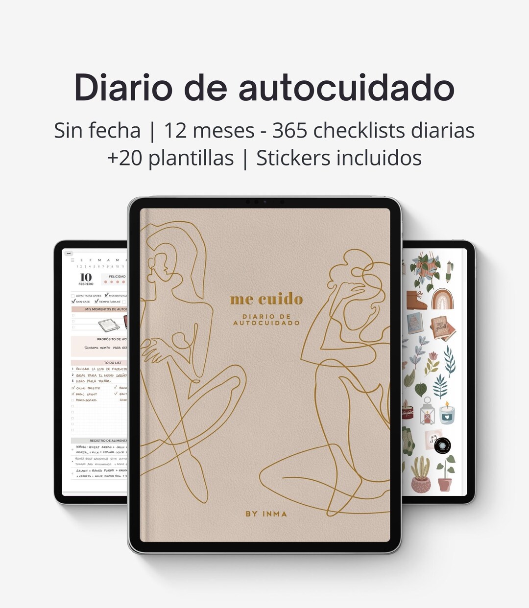 Digital Self-care Journal SPANISH, Self Care Stickers, Daily Check in ...