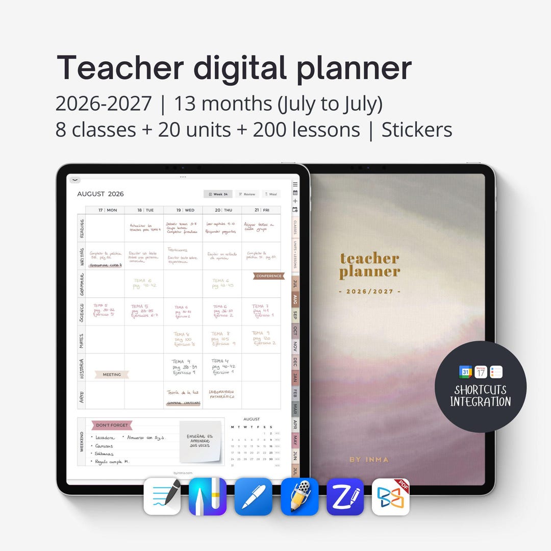 Teacher Digital Planner 2026 2027, Goodnotes Lesson Plan, Academic ...