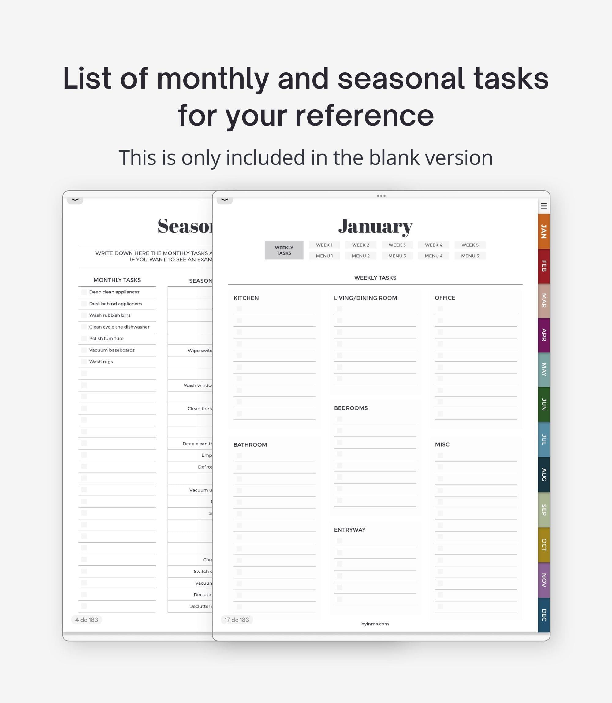 Digital Cleaning Planner Goodnotes, Cleaning Checklist by Task, Minimal ...