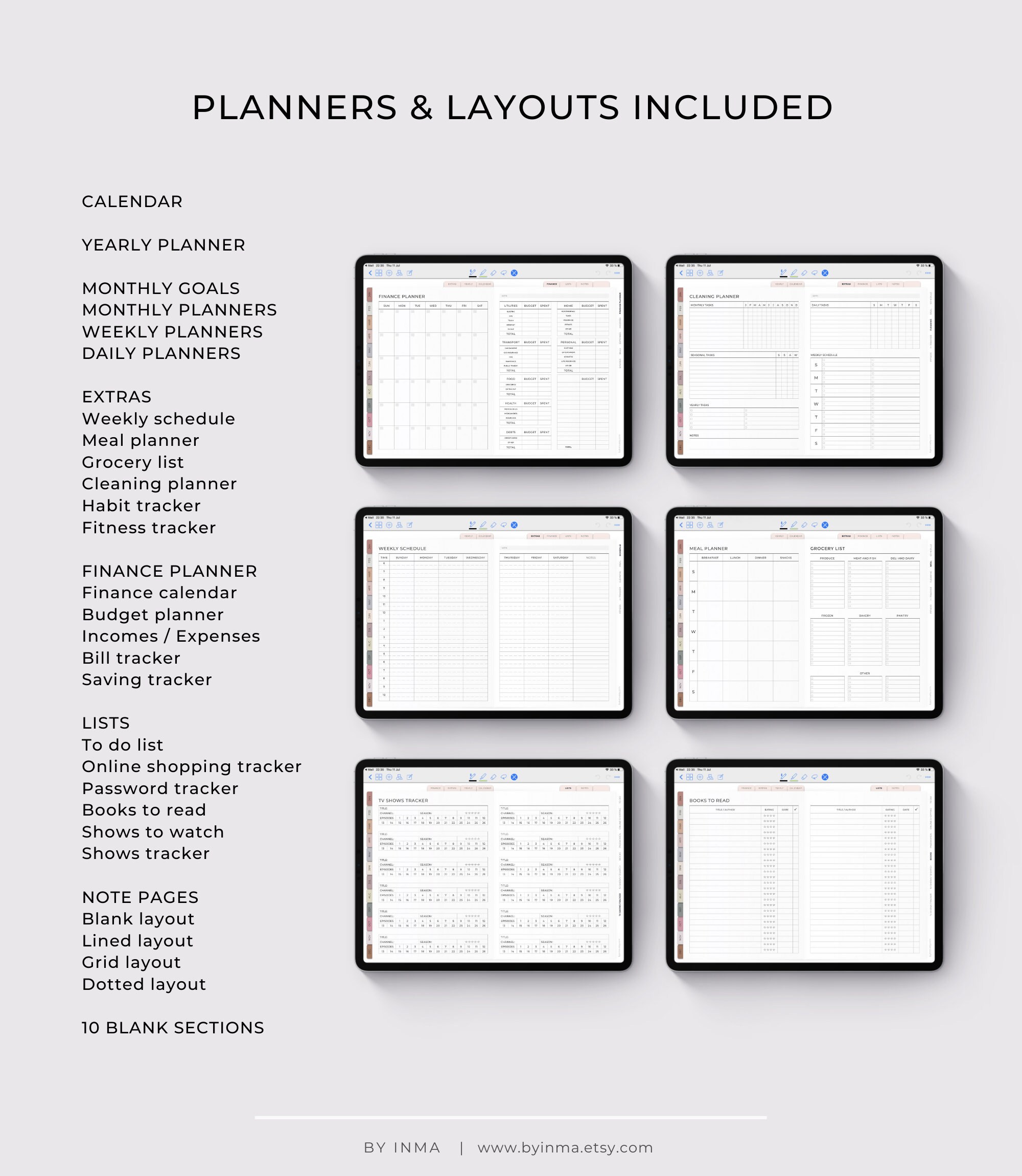 Digital planner Goodnotes. UNDATED daily weekly and monthly | Etsy