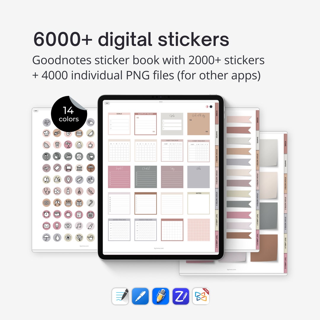 Digital Sticker Album for Goodnotes and Notability. Minimalist Neutral ...