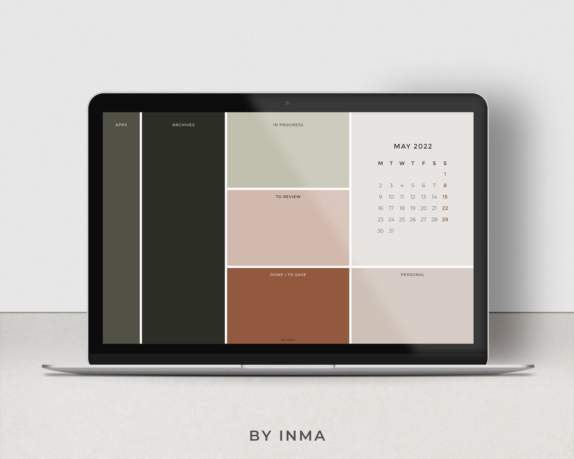 Desktop Wallpaper Organizer for Work With Calendar 2022 - Etsy