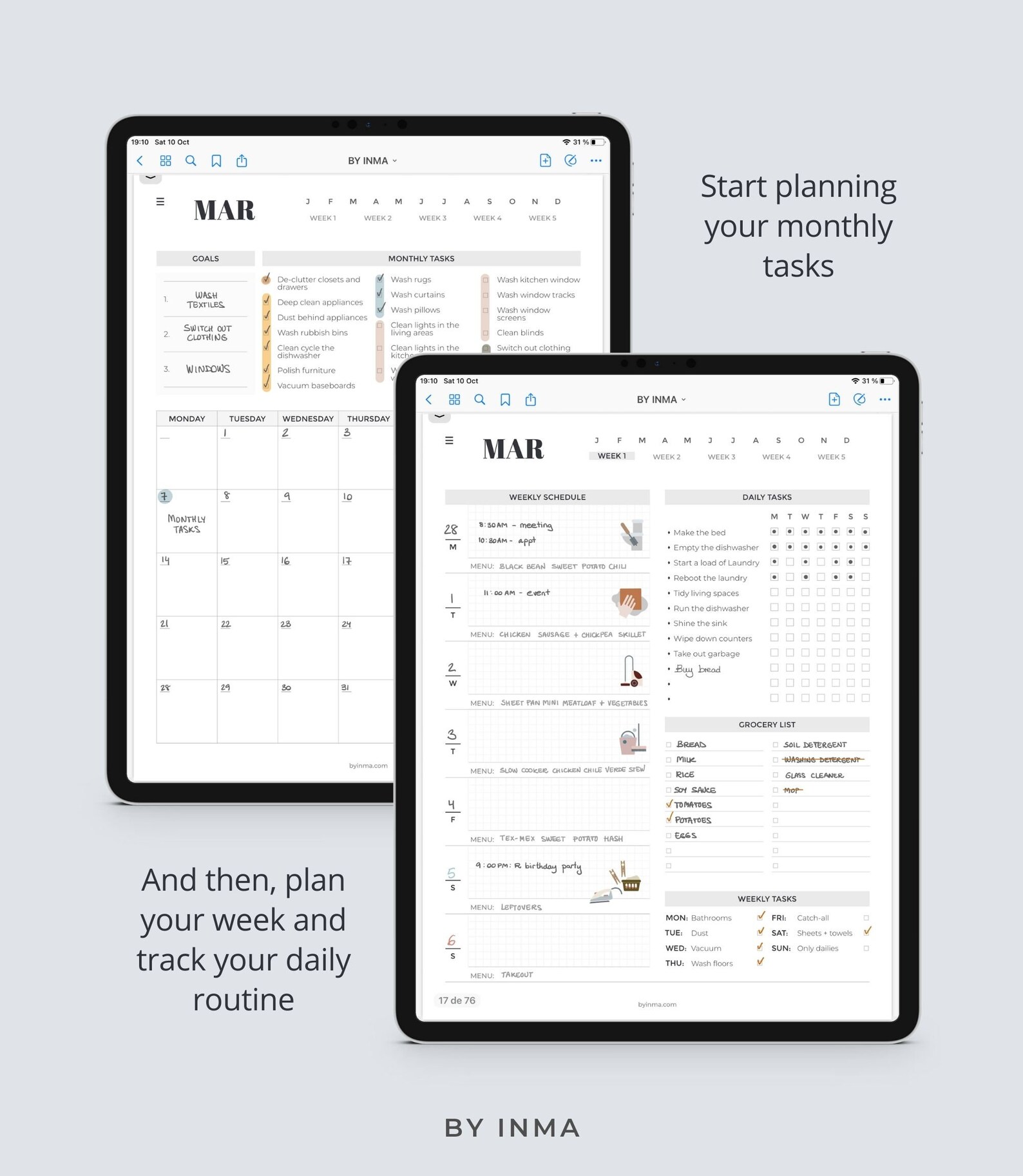 Digital Cleaning Planner Goodnotes, Cleaning Checklist by Task ...