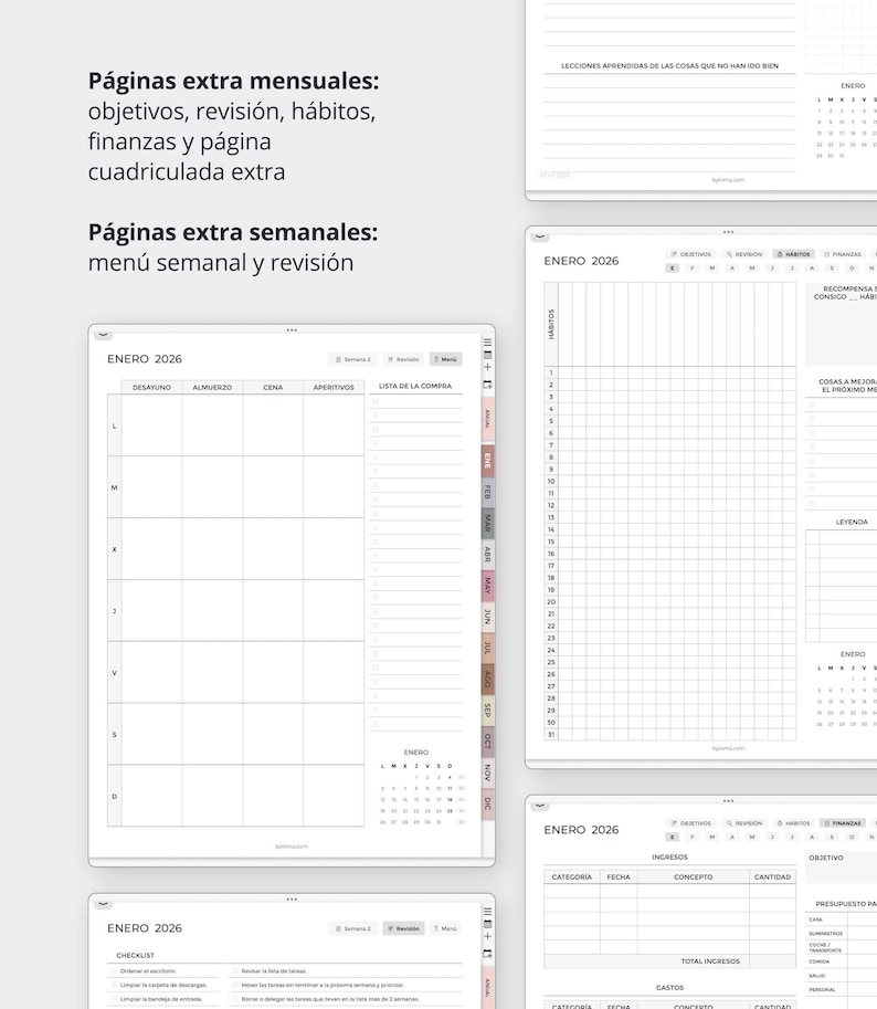 Agenda digital 2026 ESPAÑOL para iPad. Planificador interactivo en PDF ...