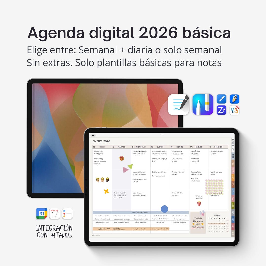 Simple Digital Planner 2026 SPANISH, Goodnotes Planner 2026 With No ...