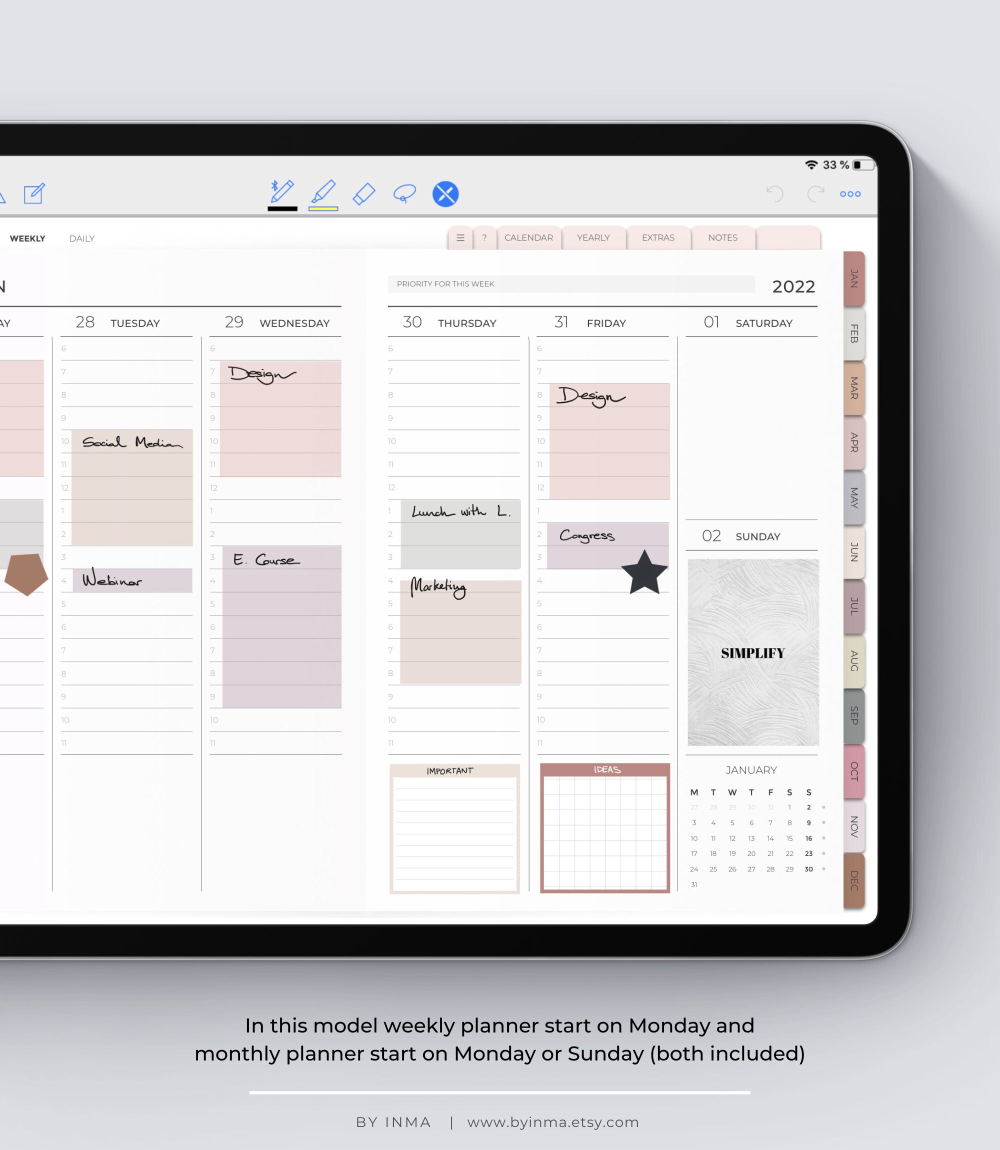 2022 Digital planner Goodnotes daily and weekly planner for | Etsy