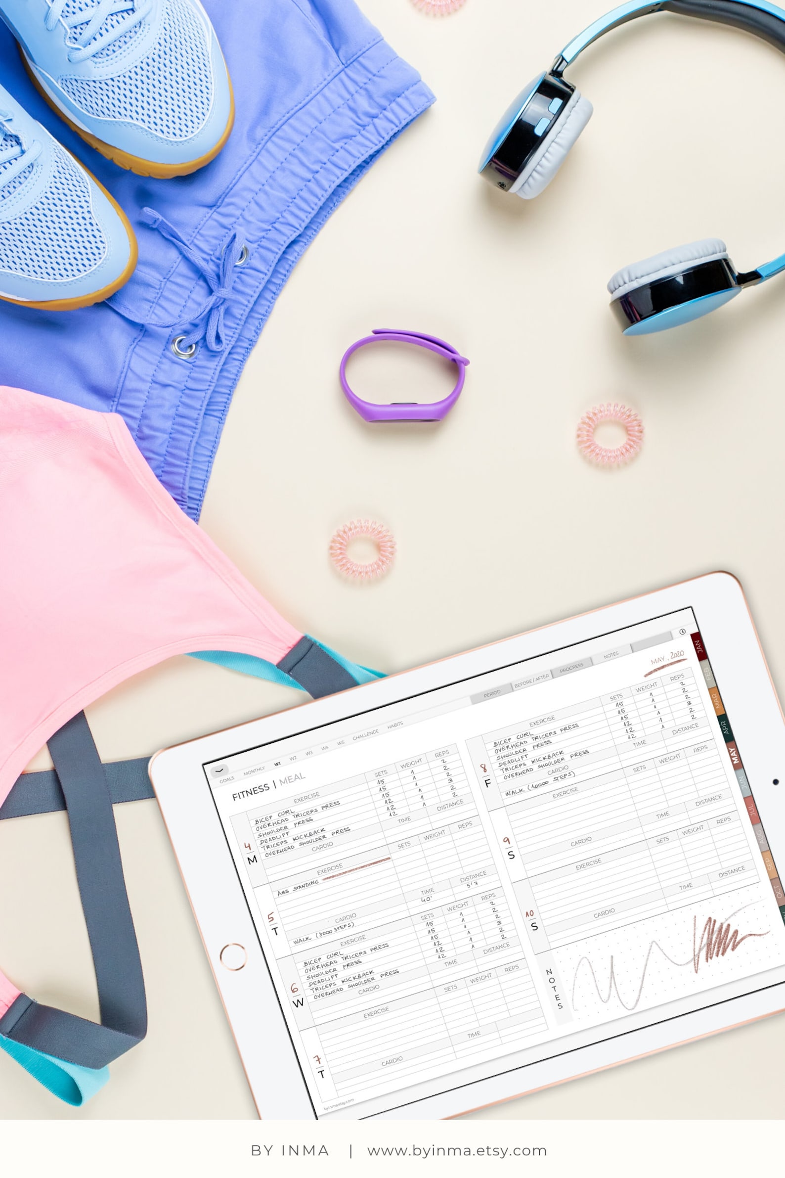 Digital Fitness Planner Goodnotes Wellness Planner Undated | Etsy