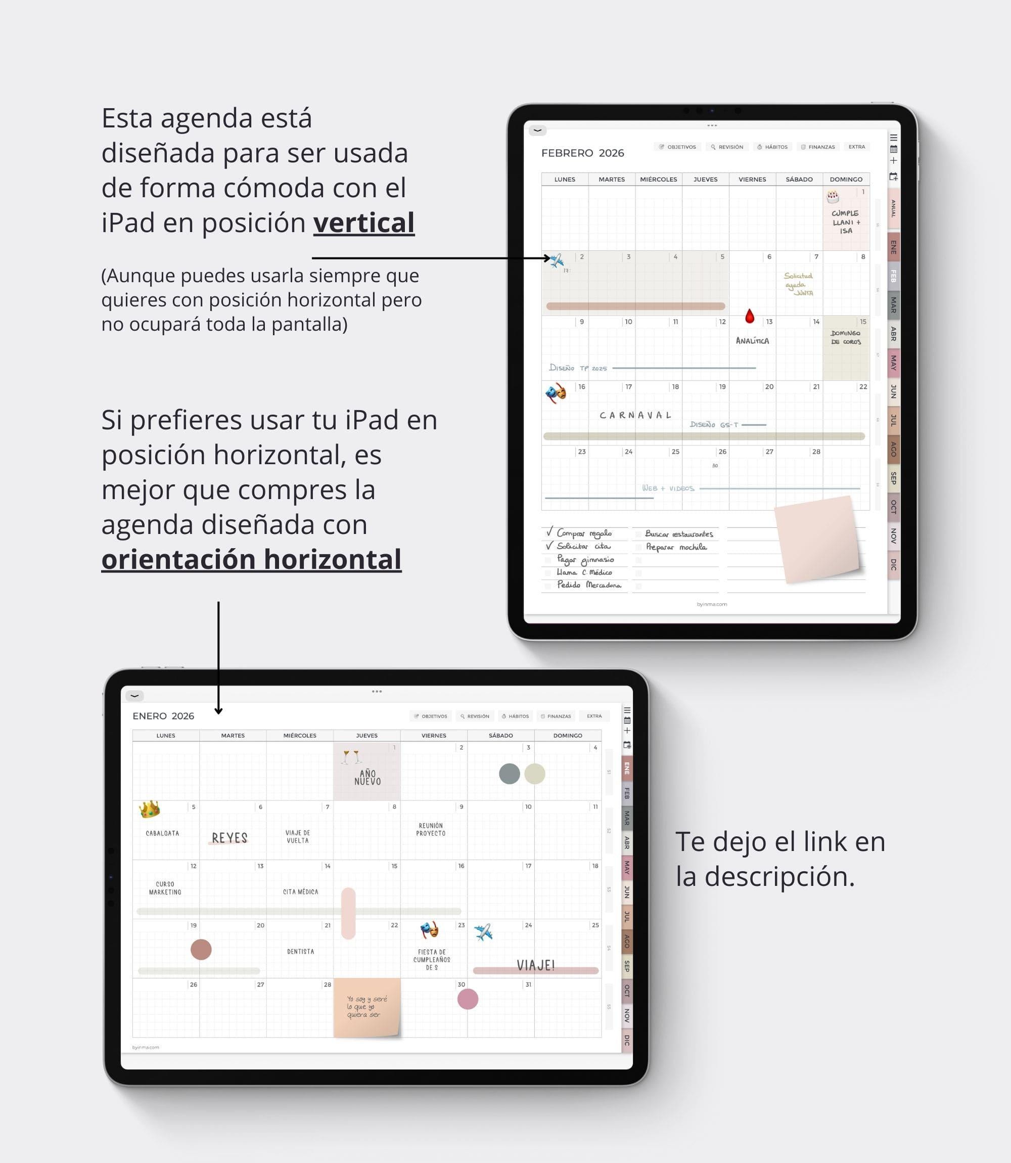 Agenda digital 2026 ESPAÑOL para iPad. Planificador interactivo en PDF ...