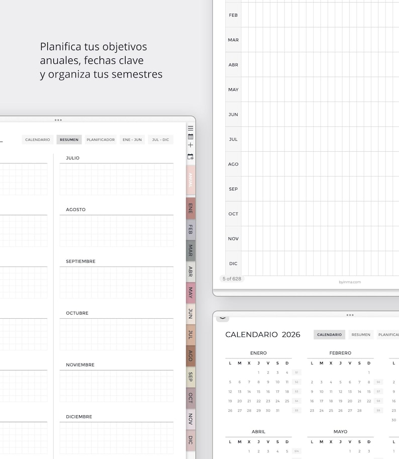 Agenda digital 2026 ESPAÑOL para iPad. Planificador interactivo en PDF ...
