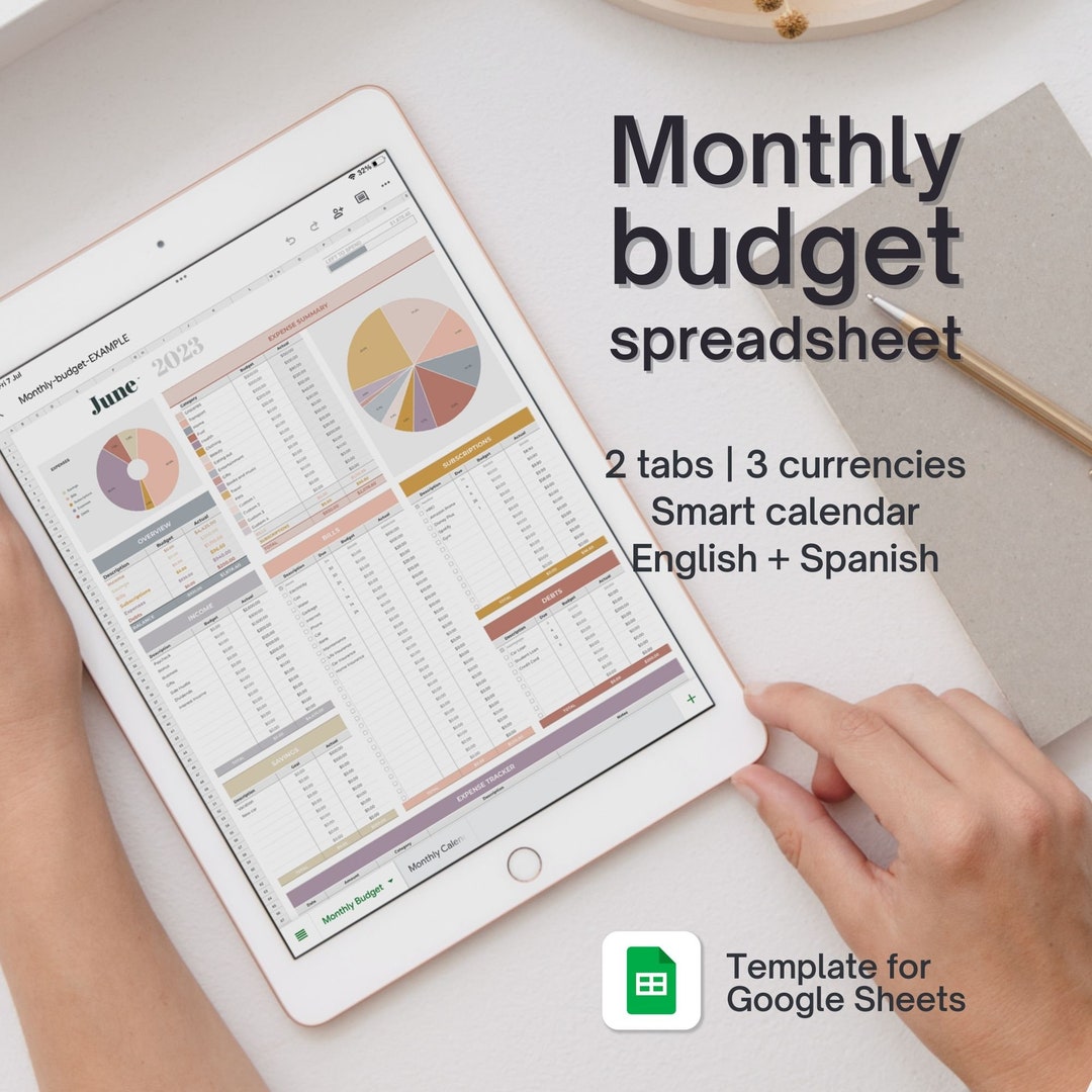 Budget Planner Google Sheets, Monthly Budget Spreadsheet, Aesthetic ...