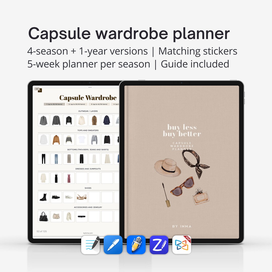 Capsule Wardrobe Planner for Ipad, Digital Outfit Planner for Goodnotes ...