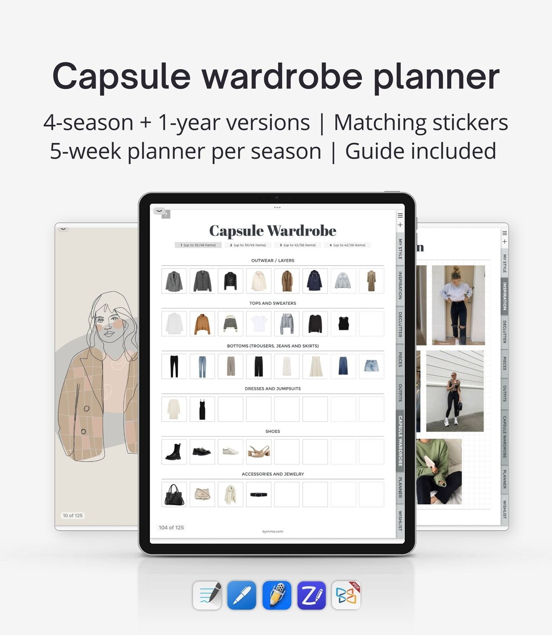 Digital Capsule Wardrobe Planner for Ipad, Goodnotes Outfit Planner ...