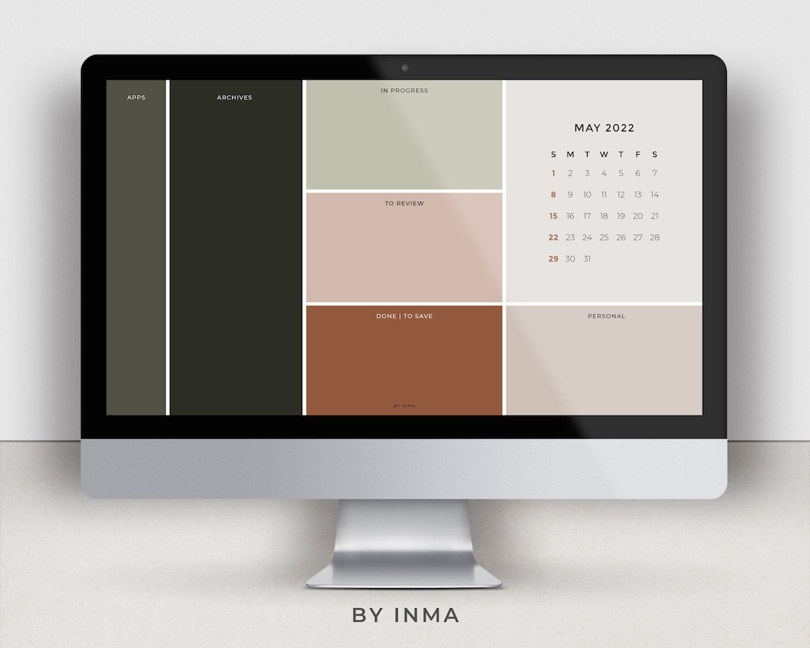 Desktop Wallpaper Organizer for Work With Calendar 2022 - Etsy