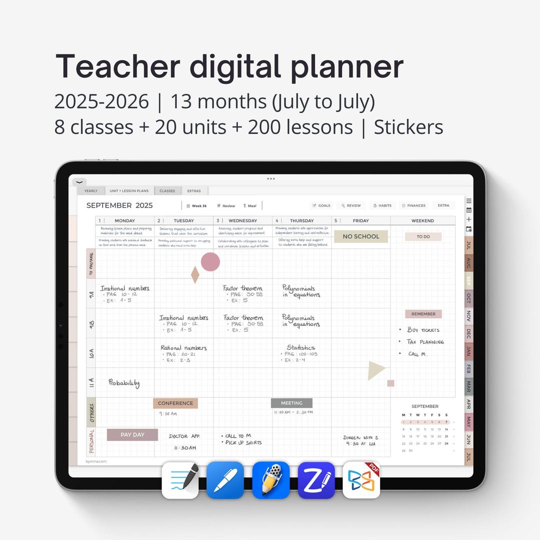 Digital Teacher Planner 2025-2026, Lesson Planner Goodnotes, Academic ...