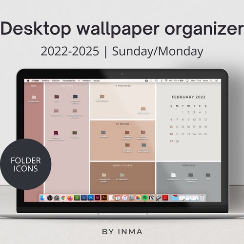 Desktop Wallpaper Organizer Calendar 2023 Minimal Desktop - Etsy