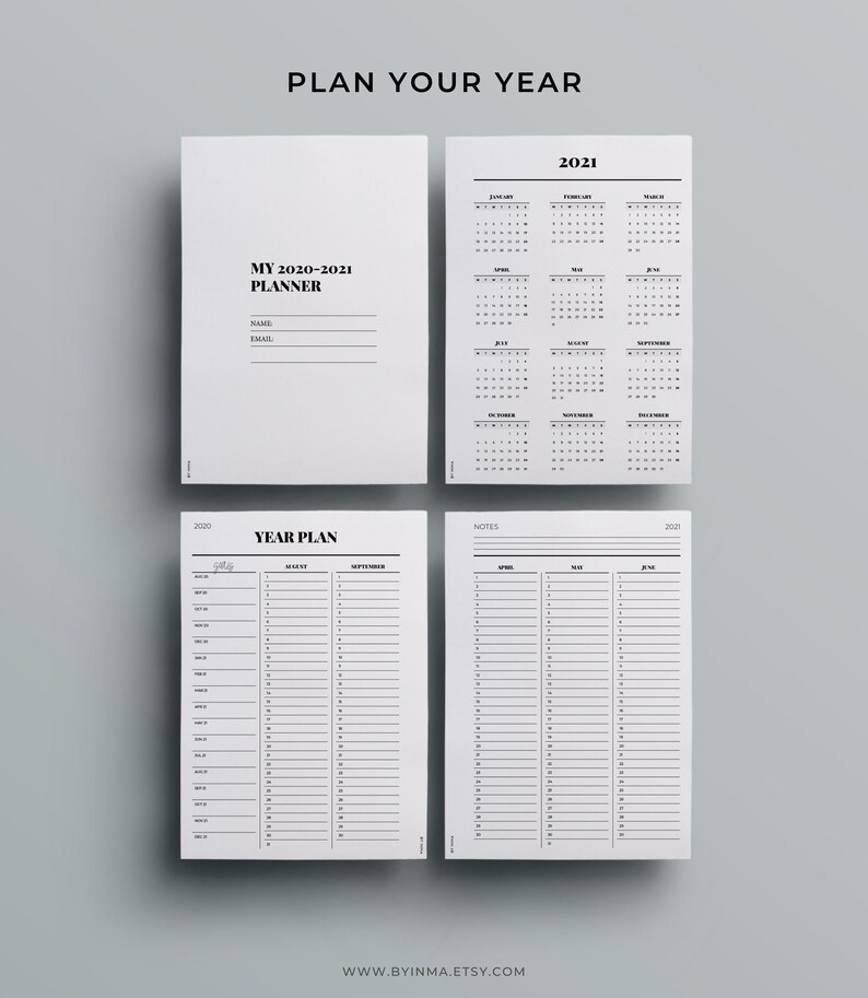 2020-2021 planner printable inserts Hourly planner Filofax | Etsy