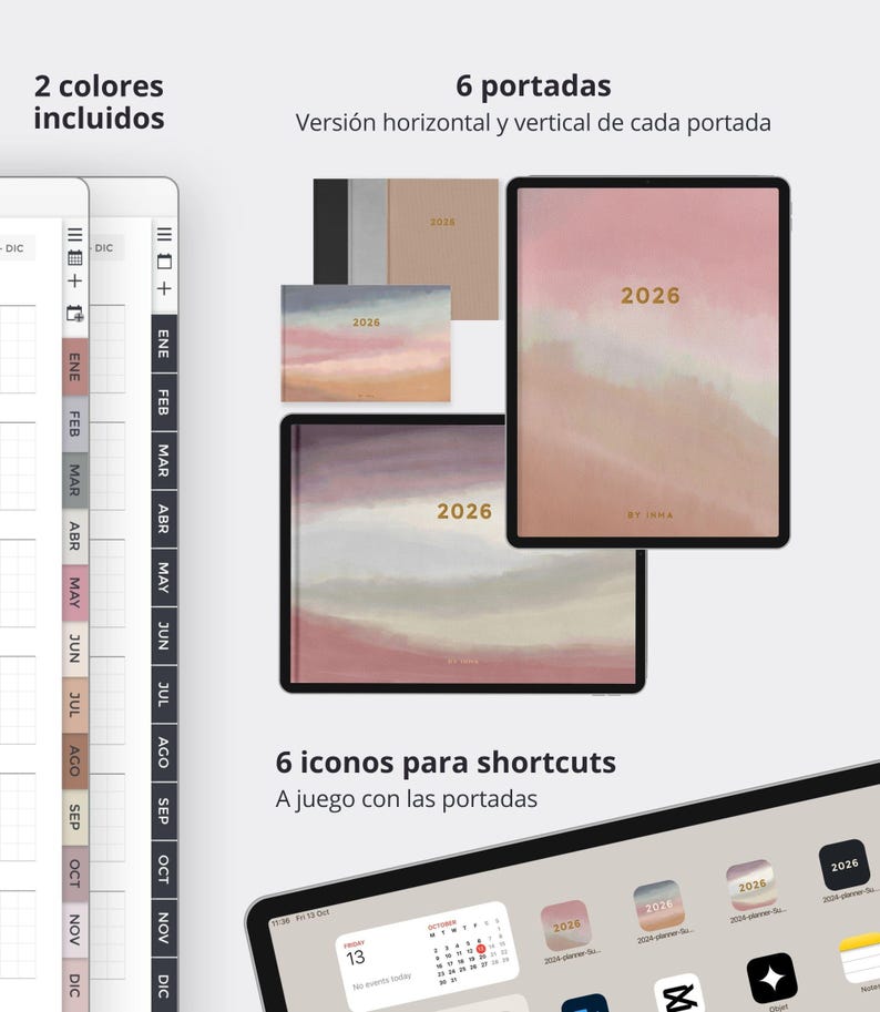 Agenda digital 2026 ESPAÑOL para iPad. Planificador interactivo en PDF ...