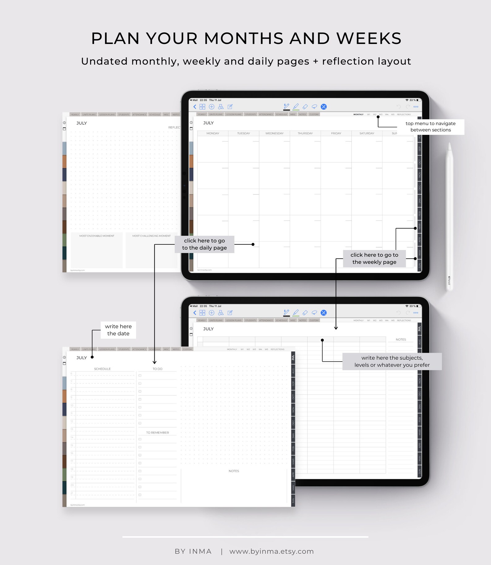 Teacher Planner Goodnotes Undated Digital Lesson Planner for | Etsy