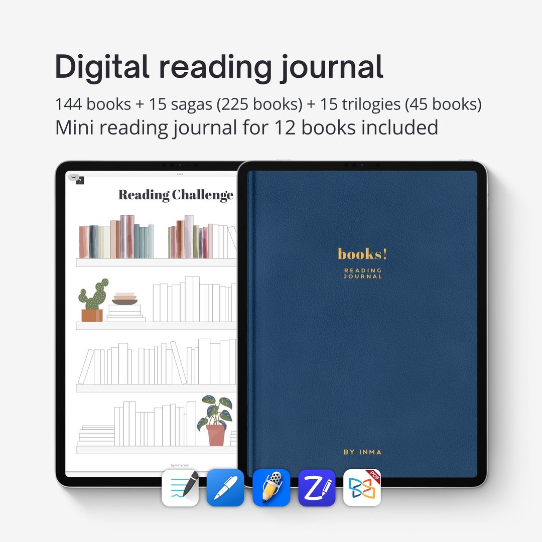 Digital Reading Journal Goodnotes, Reading Planner Stickers, Book ...