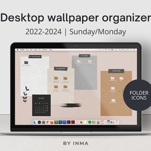 Desktop Wallpaper Organizer Calendar 2022 Minimal Desktop - Etsy