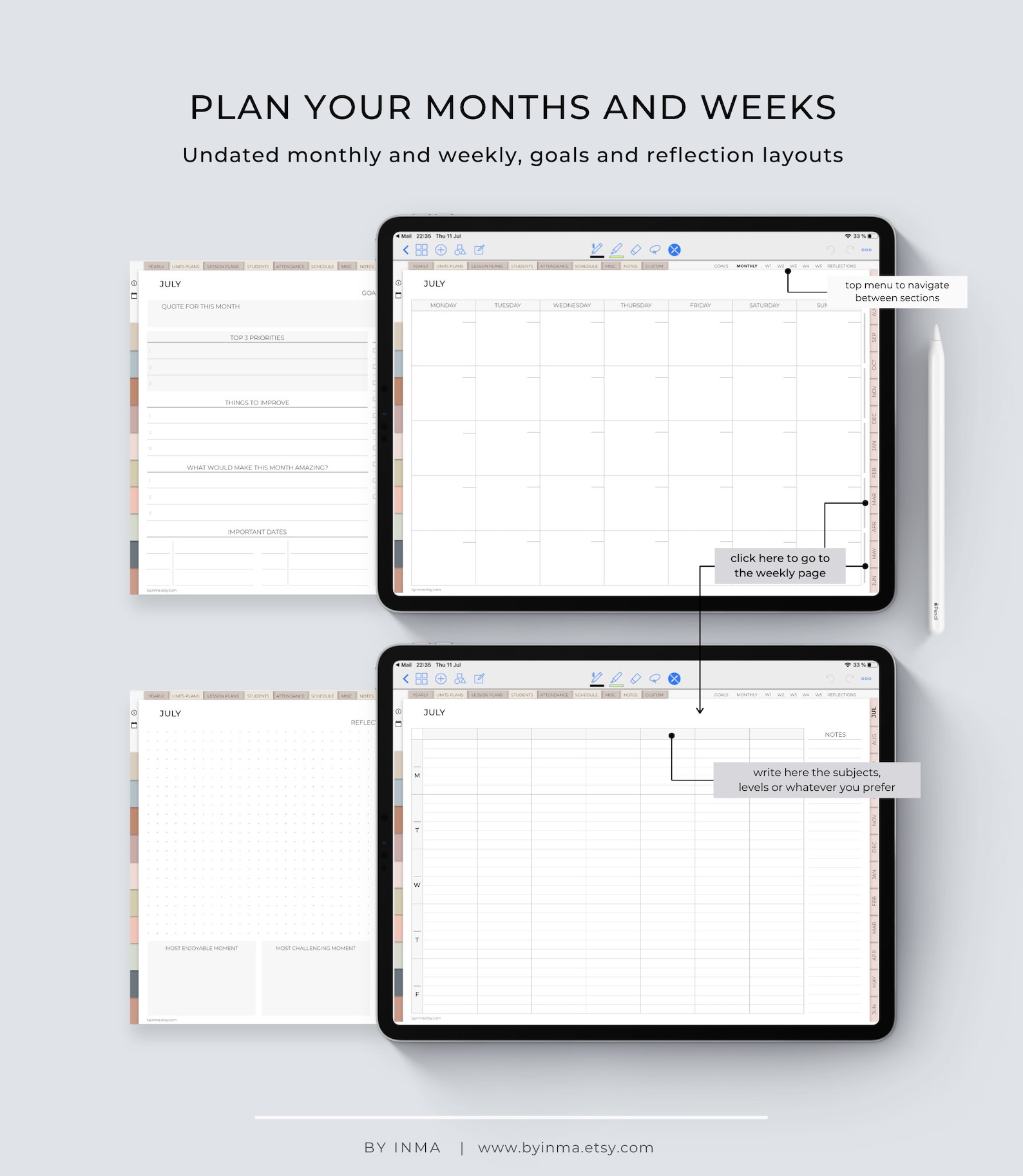 Teacher Planner Goodnotes Undated Digital Lesson Planner for - Etsy