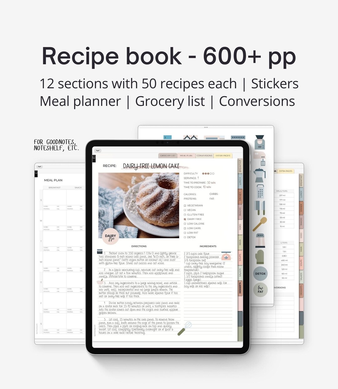 Digital Recipe Book Goodnotes Digital Stickers for Cooking - Etsy Australia