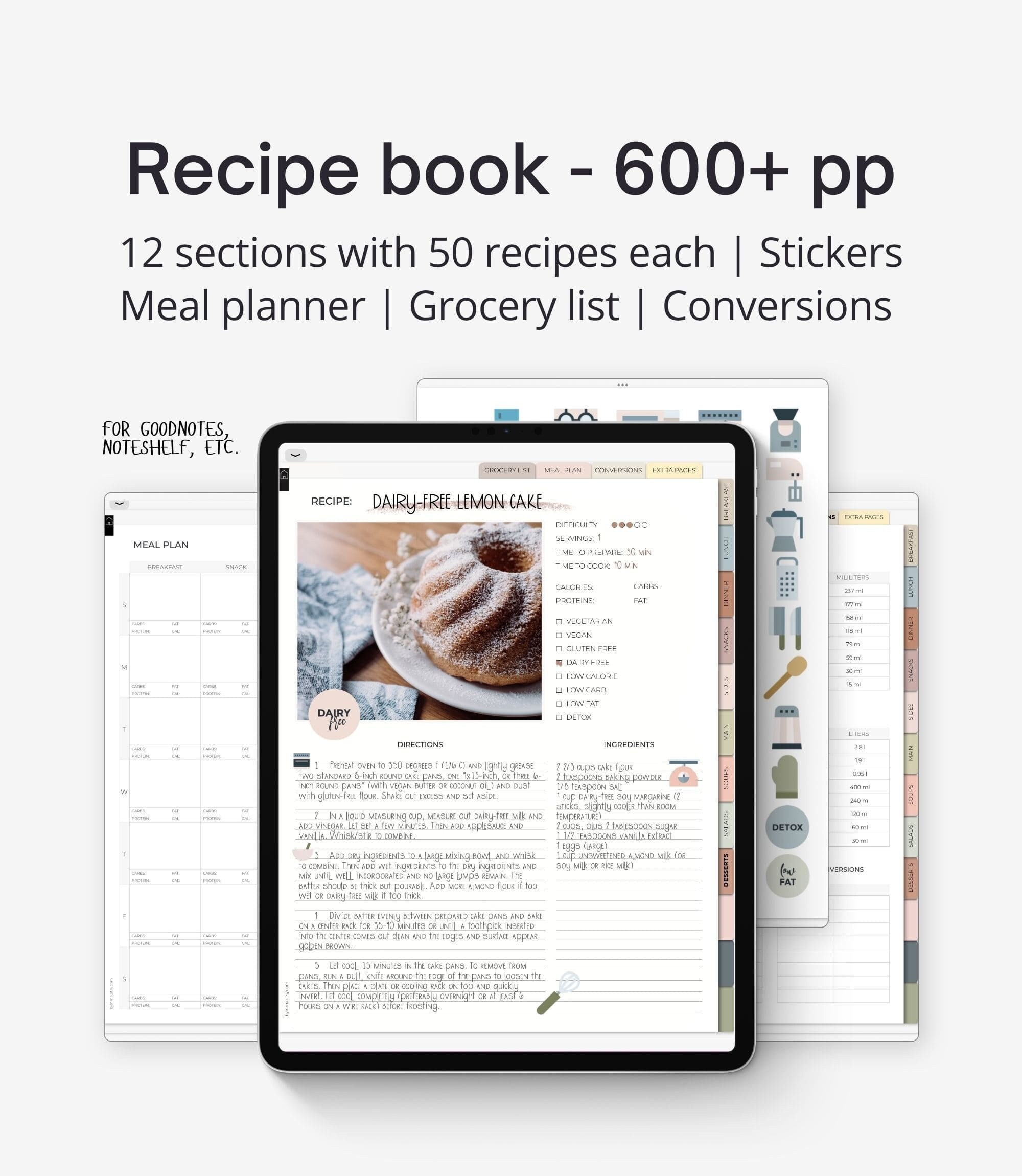 Digital Recipe Book Goodnotes Digital Stickers for Cooking - Etsy