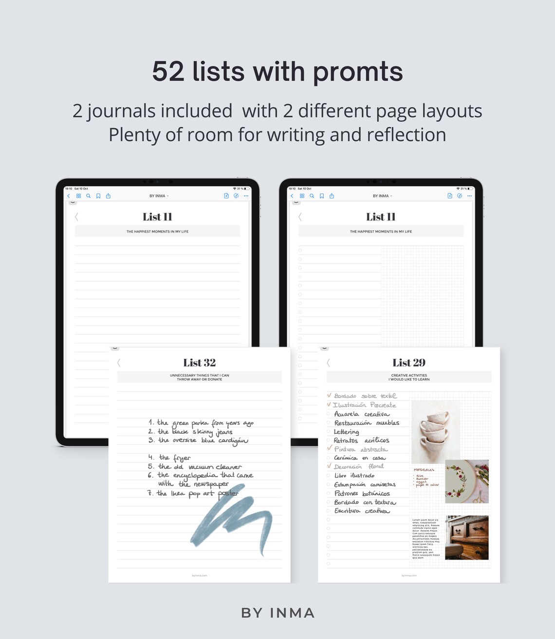 Digital Guided Journal Prompts List Template Bundle Self - Etsy