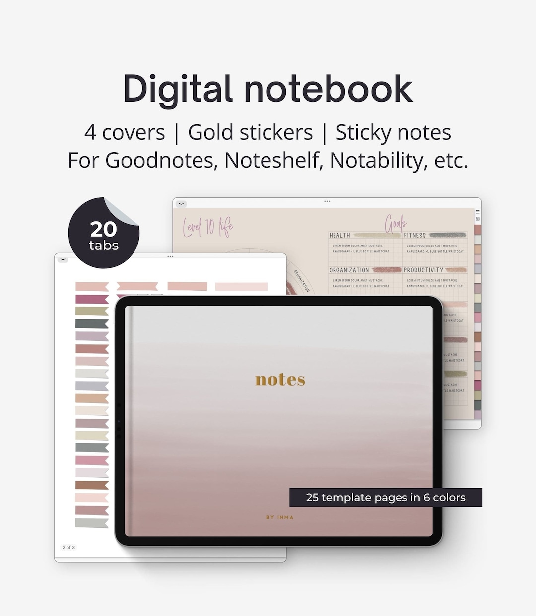 Digital Notebook Landscape for Goodnotes, Noteshelf and Notability ...