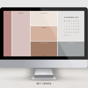 Desktop Organizer Wallpaper Pink, Calendar 2024, Minimal Desktop ...