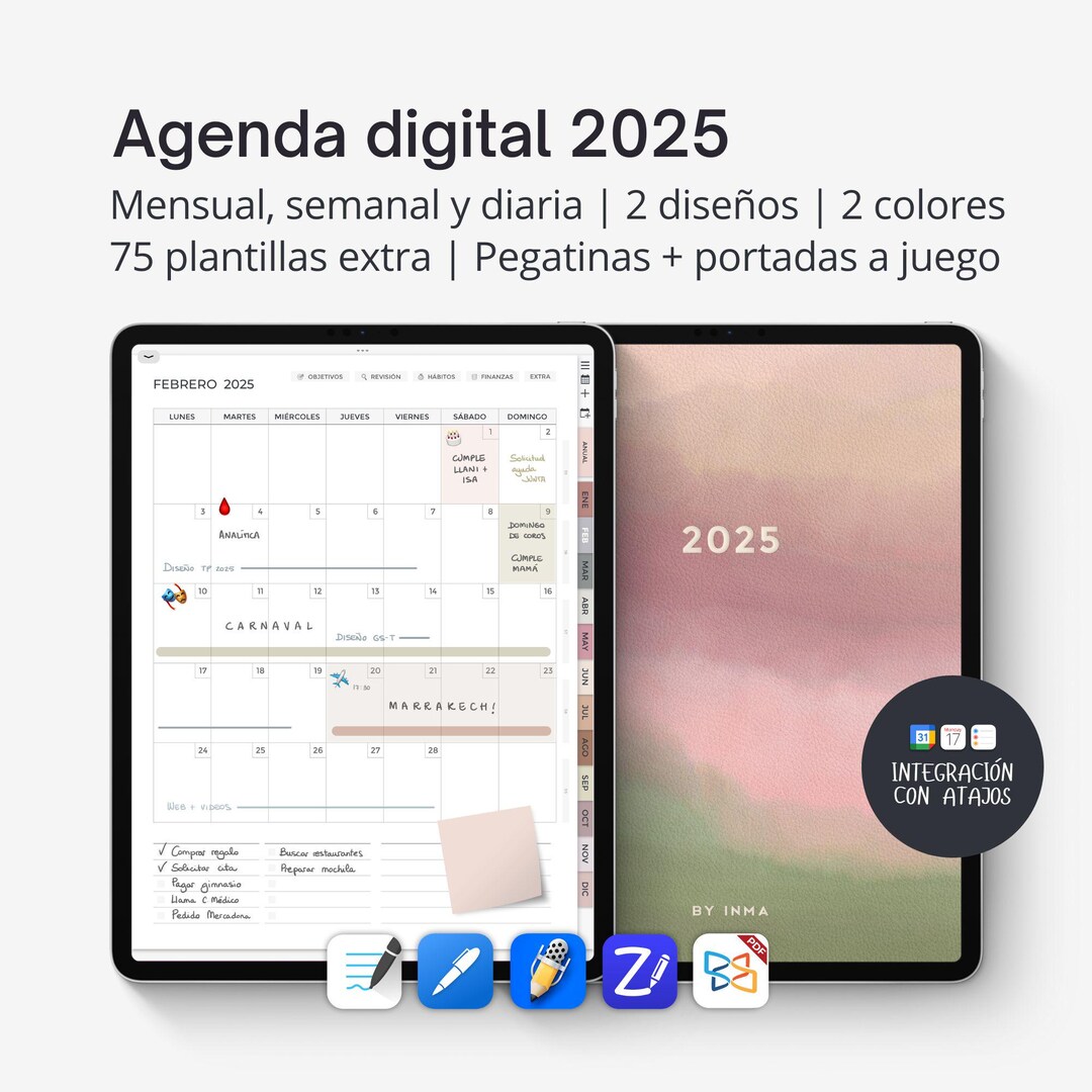 Digital Planner 2025 SPANISH, Goodnotes Template With Digital Stickers ...