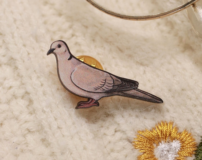 Collared Dove Pin Wooden Collared Dove Brooch Pigeon Bird Jewelry ...
