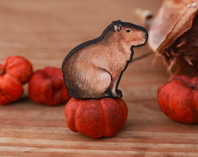 Capybara Pin - Capybara Brooch Wooden Capybara Pin Badge Capybara ...