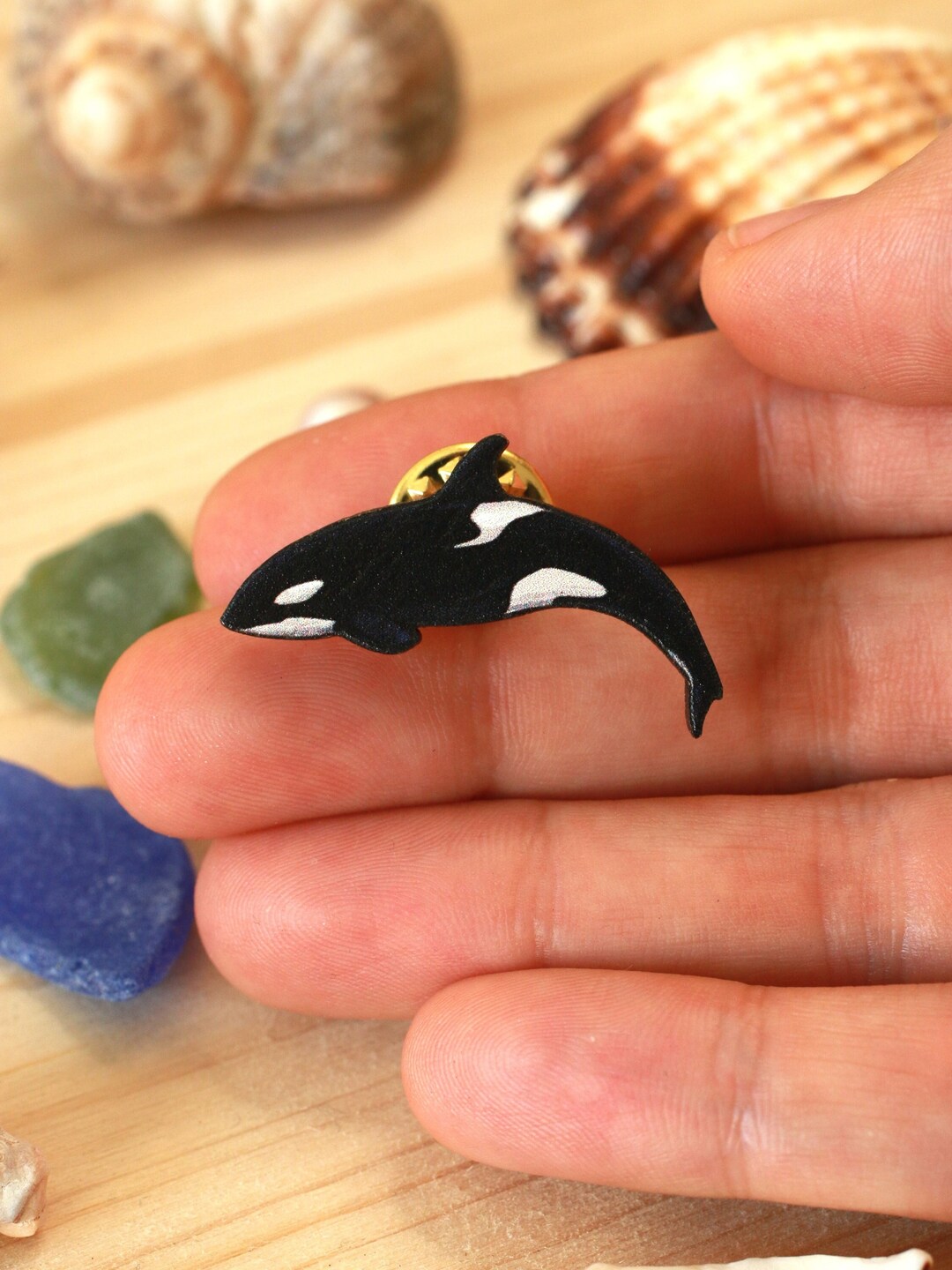 Orca Pin Wooden Orca Brooch Killer Whale Pin Badge Killer Whale Brooch ...