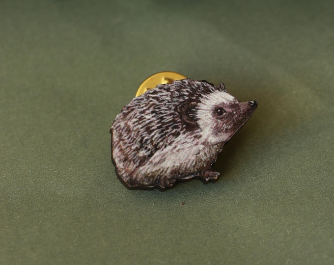 Hedgehog Pin - Wooden Hedgehog Pin Hedgehog Jewelry Hedgehog Brooch ...