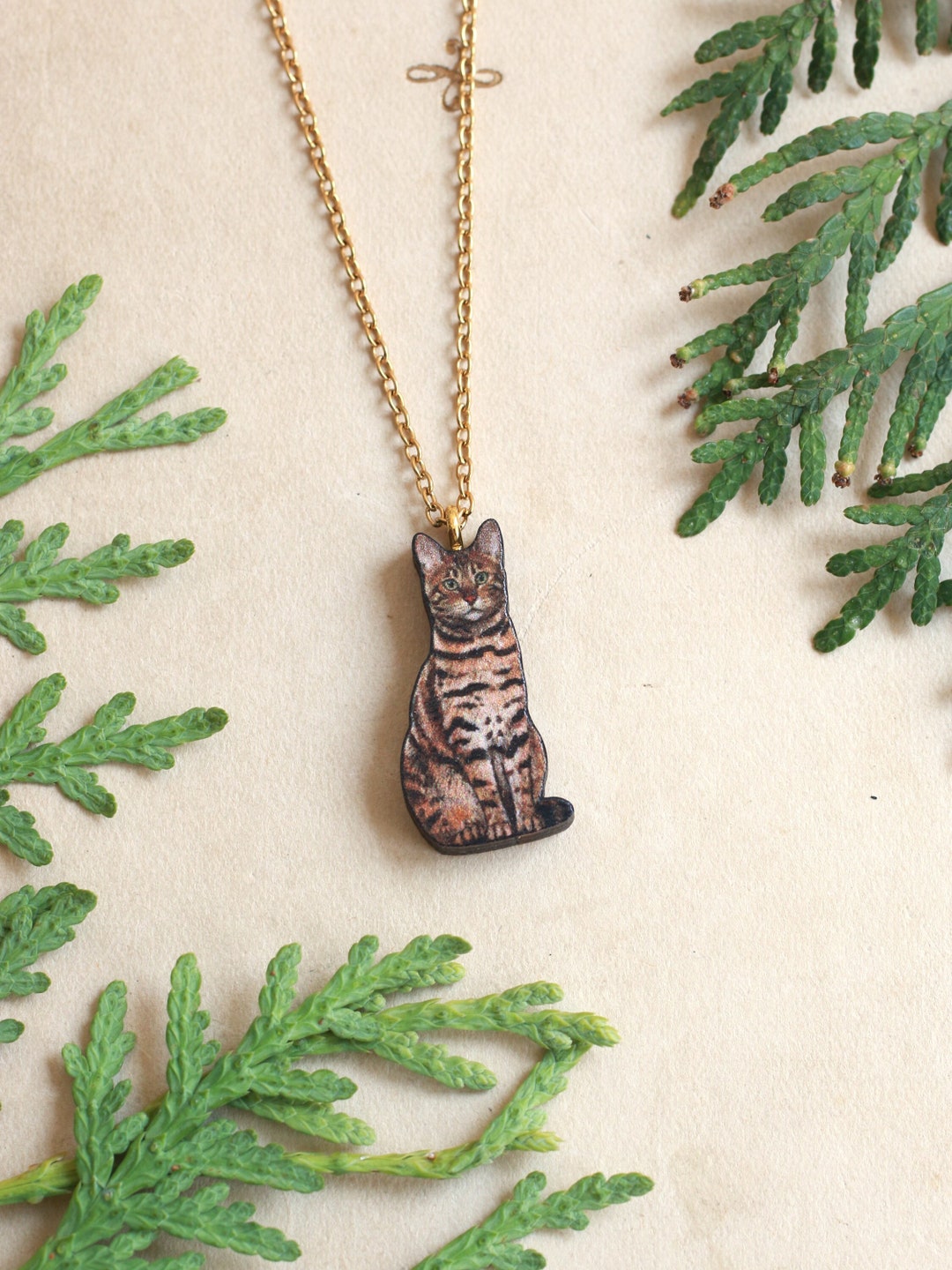 Bengal Cat Necklace - Wooden Cat Pendant Bengal Charm Bengal Cat Gift ...