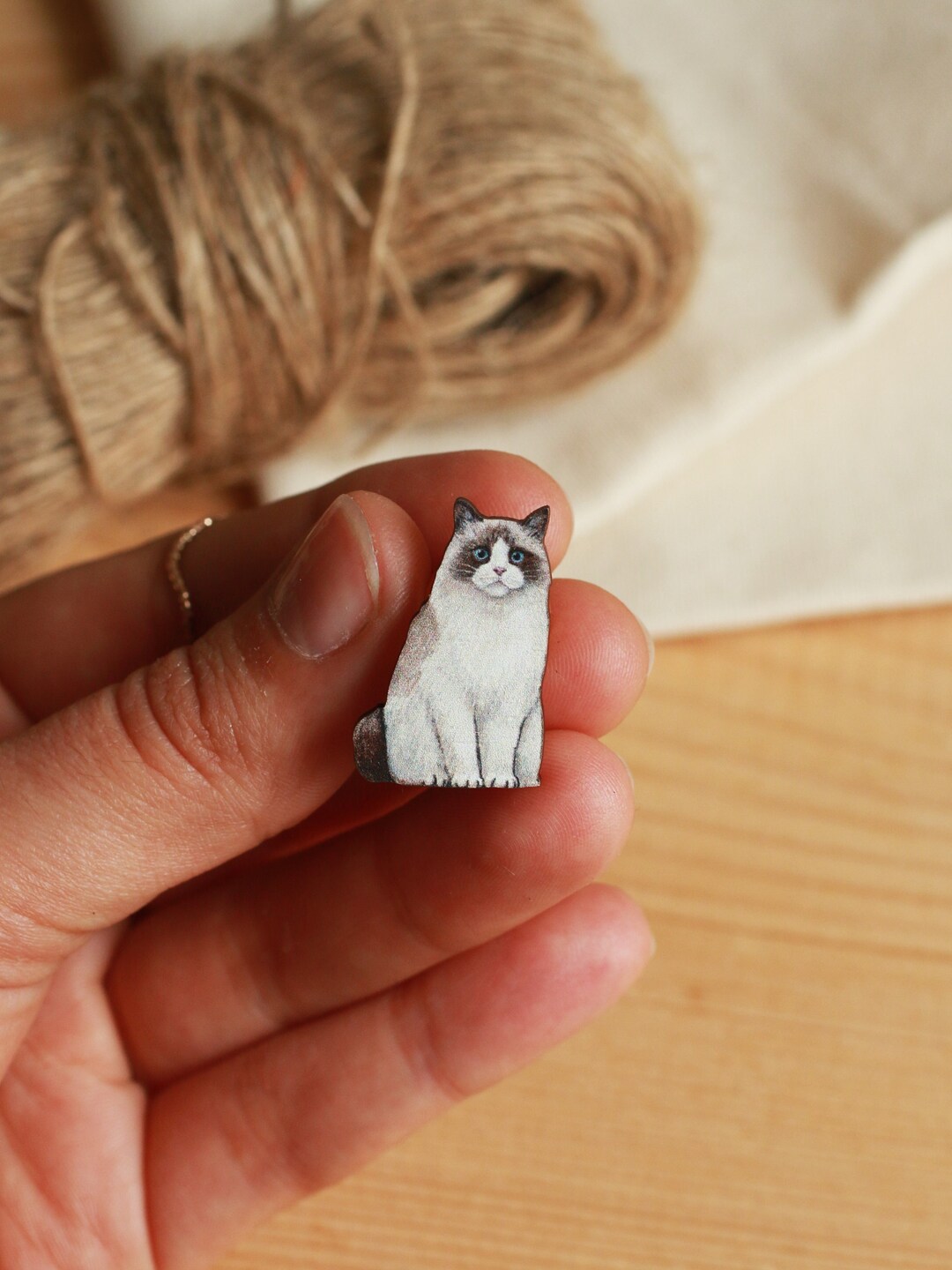 Ragdoll Cat Pin Wooden Cat Pin Badge Wooden Cat Brooch Gift - Etsy