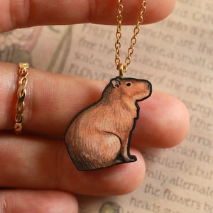 Capybara Necklace Capybara Pendant Wooden Capybara Charm Capybara ...