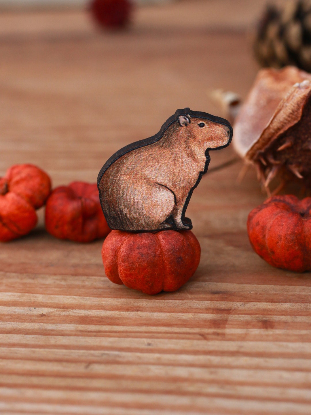 Capybara Pin - Capybara Brooch Wooden Capybara Pin Badge Capybara ...